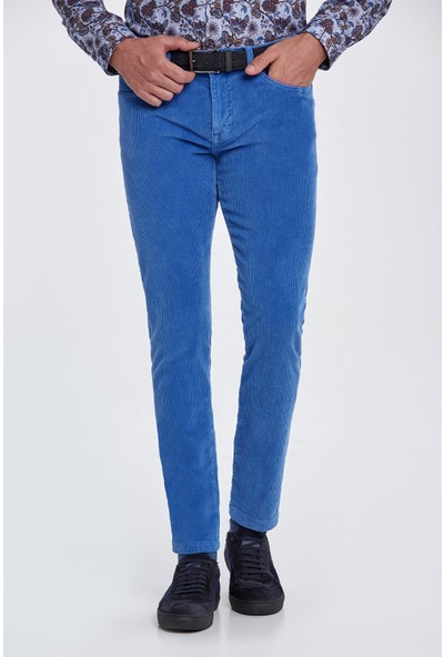 Hemington Slim Fit Mavi Kadife Pantolon