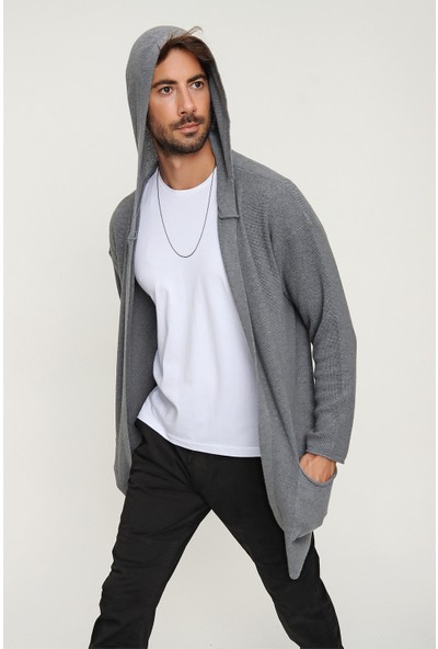 Chuba Erkek Kapüşonlu Uzun Triko Hırka 20W117