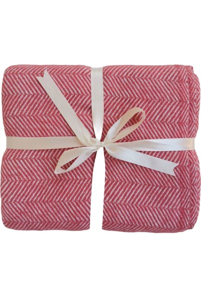 Trimita Tv Battaniyesi Balıksırtı Pamuklu 130X170 cm Kırmızı