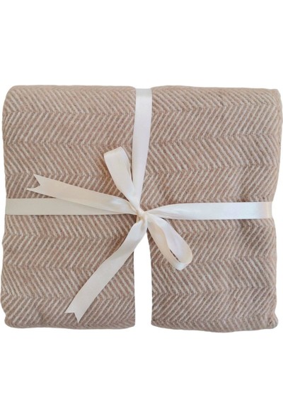 Trimita Tv Battaniyesi Balıksırtı Pamuklu 130X170 cm Bej