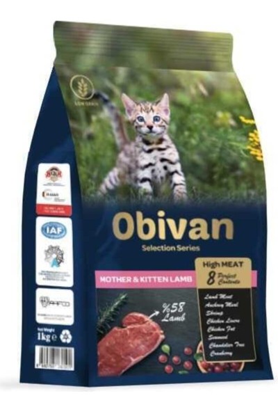 Obivan Low Grain Kuzu Etli Yavru Kedi Maması 1 kg Obivan Low Grain Kuzu Etli Yavru Kedi Maması 1 kg