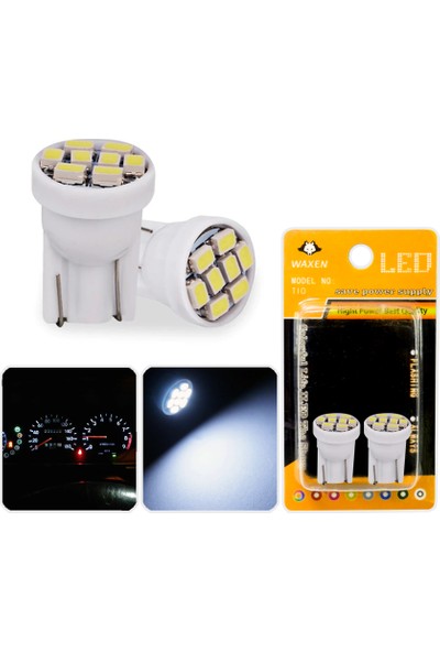Waxen T10 Gösterge Plaka Tavan Iç Aydınlatma Ampulü 8 LED 6500K Beyaz Güçlü Işık Waxen T10 Gösterge Plaka Tavan Iç Aydınlatma Ampulü 8 LED 6500K Beyaz Güçlü Işık