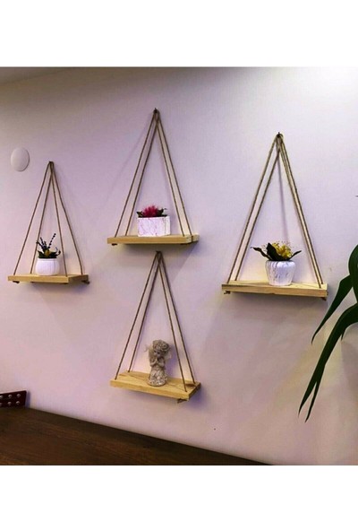 Nila Home 4 Adet Dekoratif Ahşap Halatlı Duvar Rafı Kitaplık & Çiçeklik Uçan Raf Nila Home 4 Adet Dekoratif Ahşap Halatlı Duvar Rafı Kitaplık & Çiçeklik Uçan Raf