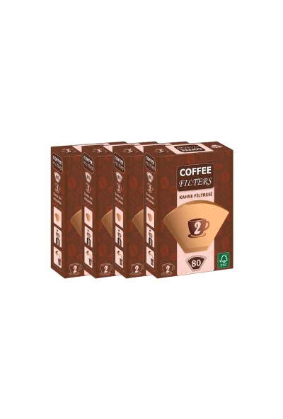 Coffee Filters 1/2 2 Numara Filtre Kahve Kağıdı 80'li - 4 Paket Coffee Filters 1/2 2 Numara Filtre Kahve Kağıdı 80'li - 4 Paket