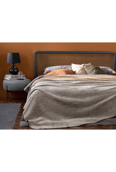 English Home Thin Stripe Pamuklu Tek Kişilik Battanıye 150X200 cm Antrasit – Hardal