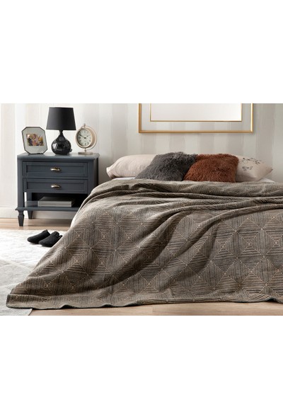 English Home Chequer Pamuklu Tek Kişilik Battanıye 150X200 cm Antrasit - Bej