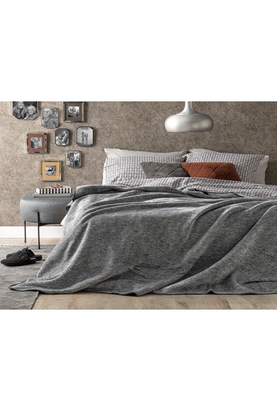 English Home Melange Pamuklu Çift Kişilik Battanıye 200X220 cm Antrasit English Home Melange Pamuklu Çift Kişilik Battanıye 200X220 cm Antrasit