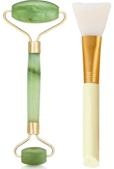 Mujgan 2'li Cilt Bakım Seti Beyaz Silikon Maske Sürme Fırçası + Yeşim Taşı Yüz Masaj Aleti Mujgan 2'li Cilt Bakım Seti Beyaz Silikon Maske Sürme Fırçası + Yeşim Taşı Yüz Masaj Aleti