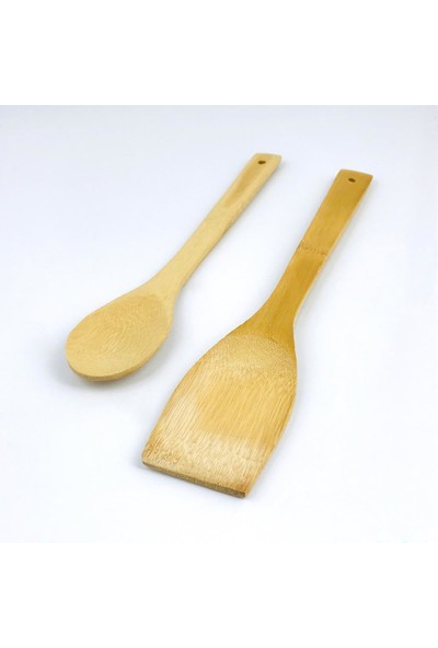 Çanak Sepeti Bambu Spatula ve Bambu Servis Kaşığı 2'li Set Çanak Sepeti Bambu Spatula ve Bambu Servis Kaşığı 2'li Set