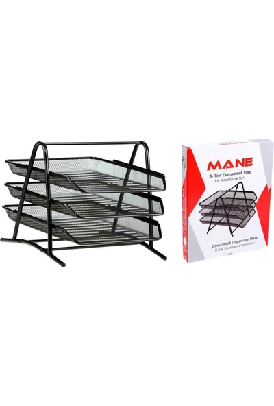 Mane Metal 3'lü Evrak Rafı