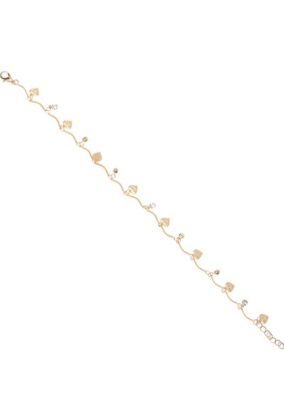 Neta Altın Kaplama Kalpli ve Taşlı Halhal Neta Altın Kaplama Kalpli ve Taşlı Halhal