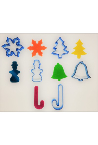 Pasta Works Yılbaşı Konsepti 5'li Polikarbon Kopat Kurabiye Kalıbı - Kar Tanesi, Çam, Kardanadam, Çan, Baston Şeker