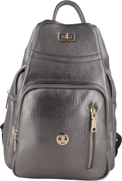 Venüs 438 Deri Kadın Sırt Çantası Platin