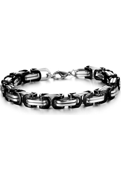 The Collection Erkek Siyah-Gümüş Çelik Kral Model Bileklik