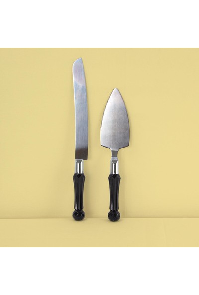 Homedius Pasta Bıçağı ve Spatula Servis Seti 2'li Siyah-33 cm Homedius Pasta Bıçağı ve Spatula Servis Seti 2'li Siyah-33 cm