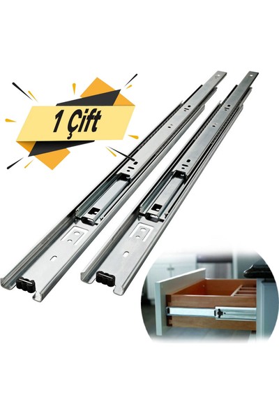 Badem10 Çift Açılımlı Teleskopik Dolap Çekmece Rayı 34 mm 1 Çift 400 mm
