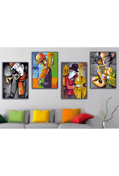 Nefes Dekoratif Duvar Dekorasyon Tablosu 4 Lü Set