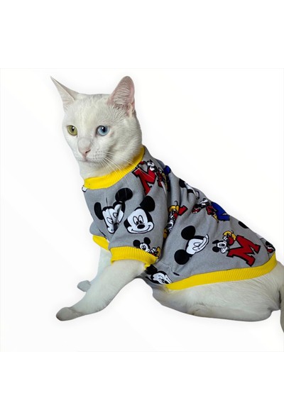 Kemique Mickey Yellow Oval Yaka Tişört Kedi Kıyafeti Kedi Elbisesi Kemique Mickey Yellow Oval Yaka Tişört Kedi Kıyafeti Kedi Elbisesi