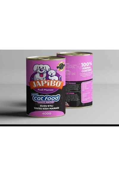 Japibo Tahılsız Kuzu Etli Konserve Yavru Kedi Maması 24 x 400 Gram Japibo Tahılsız Kuzu Etli Konserve Yavru Kedi Maması 24 x 400 Gram