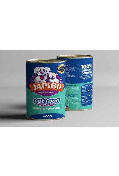 Japibo Tahılsız Kuzu Etli Konserve Yetişkin Kedi Maması 24 x 400 Gram