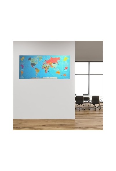 EveFix Renkli Atlas Dünya Haritası Manyetik Yapıştırıcı Gerektirmeyen Duvar Stickerı 118 x 56 cm EveFix Renkli Atlas Dünya Haritası Manyetik Yapıştırıcı Gerektirmeyen Duvar Stickerı 118 x 56 cm