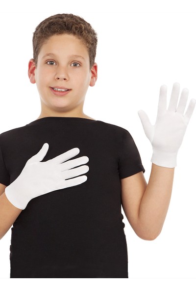 Samur Beyaz Renk Çocuk Boy Likralı Pandomim Eldiveni Samur Beyaz Renk Çocuk Boy Likralı Pandomim Eldiveni
