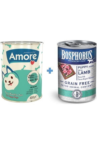 Amore Puppy Pate Kuzu Etli Pirinçli 15X400GR + Bosphorus Puppy Kuzu Etli Konserve 3X415GR Amore Puppy Pate Kuzu Etli Pirinçli 15X400GR + Bosphorus Puppy Kuzu Etli Konserve 3X415GR