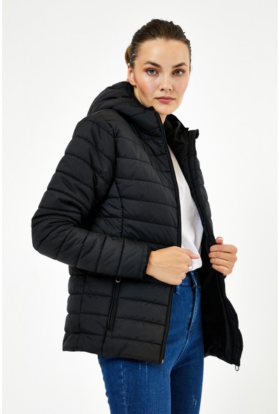 Tonny Black Kadın Kapitone Astarlı Su Geçirmez Şişme Mont TBG067