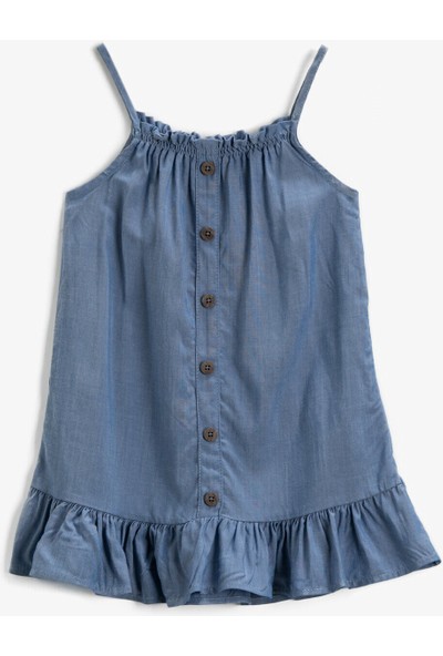 Koton Kids Dügmeli Firfirli Elbise Ince Askili