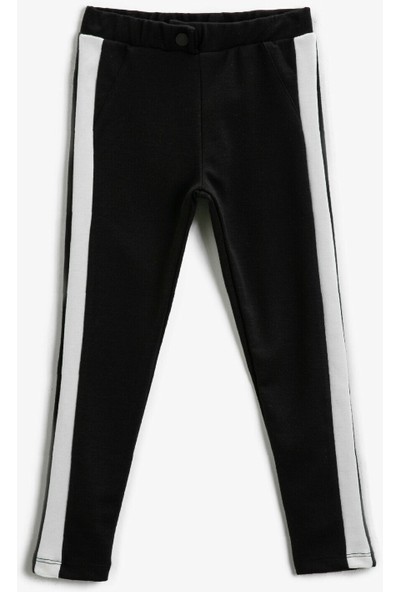 Koton Kız Çocuk Beyaz Çizgili Beli Lastikli Tayt