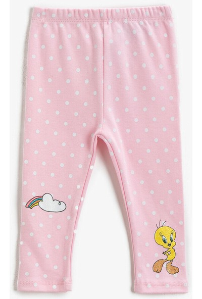 Koton Tweety Baskılı Tayt Puantiyeli Pamuklu