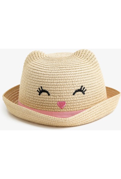 Koton 3D Aplikeli Hasır Şapka Kız Çocuk