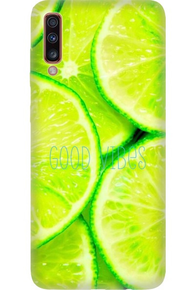 Cupcase Samsung Galaxy A70 Kılıf Tasarım Silikon Kapak + Temperli Cam - Good Vibes Cupcase Samsung Galaxy A70 Kılıf Tasarım Silikon Kapak + Temperli Cam - Good Vibes