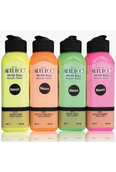Artdeco Neon Akrilik Boya 140 ml x 4 Fosforlu Renk Artdeco Neon Akrilik Boya 140 ml x 4 Fosforlu Renk