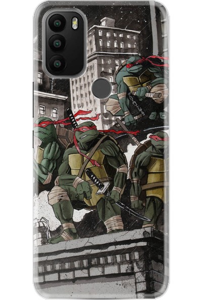 Cupcase General Mobile GM21 Plus Kılıf Tasarım Silikon Kapak + Temperli Cam - Ninja Kaplumbağa