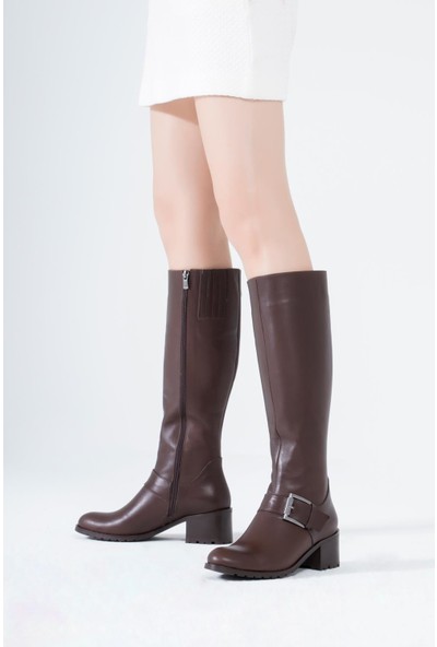 CZ London Hakiki Deri Kadın Çizme Kemerli Rahat Kışlık Bayan Ayakkabı