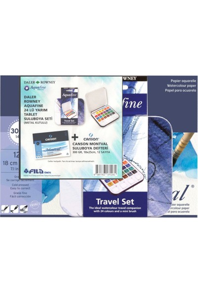 Artdeco Daler Rowney Aquafine Travel Set 24 Renk Canson Suluboya Blok Artdeco Daler Rowney Aquafine Travel Set 24 Renk Canson Suluboya Blok