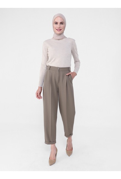 Refka Duble Paça Klasik Pantolon - Koyu Vizon - Refka Refka Duble Paça Klasik Pantolon - Koyu Vizon - Refka