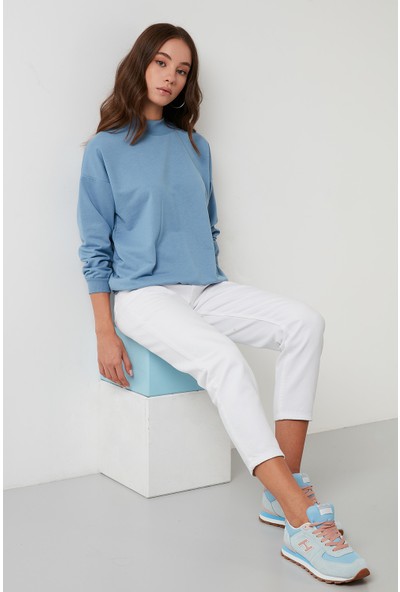 Lela Dik Yaka Basic Örme Sweat Kadın SWEAT 5863323