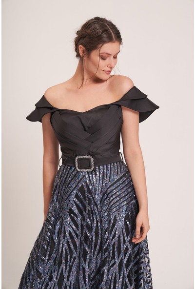 La Vita E Bella Siyah Saten Drape Üst Janjan Etek Aksesuar Kemerli Abiye 3286 La Vita E Bella Siyah Saten Drape Üst Janjan Etek Aksesuar Kemerli Abiye 3286