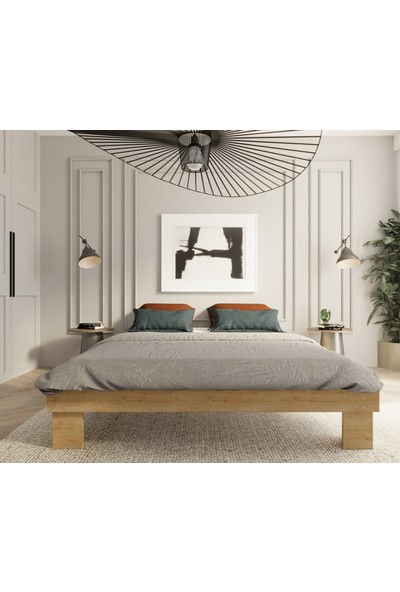 Brady Mobilya Joy Meşe Masif Ahşap Desenli Tek ve Çift Kişilik Karyola