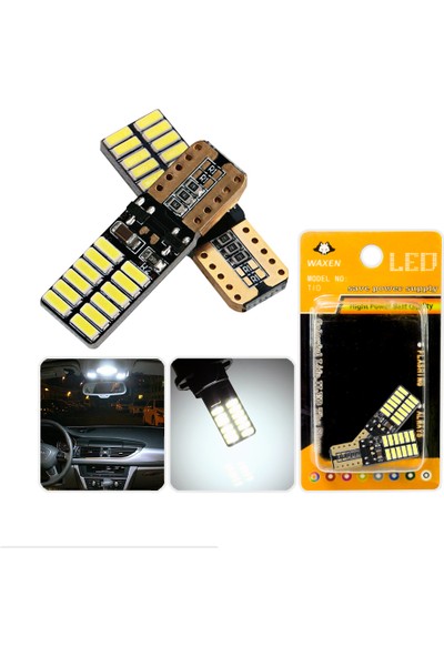 Waxen T10 Park Plaka Tavan Iç Aydınlatma Ampulü 24 LED Dipsiz W5W 194 6500K Beyaz Güçlü Işık Waxen T10 Park Plaka Tavan Iç Aydınlatma Ampulü 24 LED Dipsiz W5W 194 6500K Beyaz Güçlü Işık
