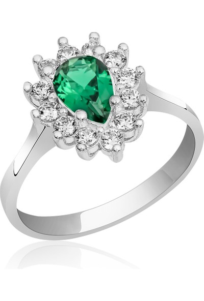 CHIC TOUCH Zümrüt Taşlı Gümüş Yüzük
