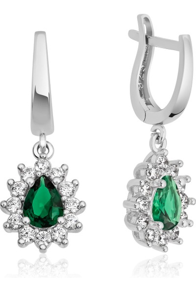 CHIC TOUCH Zümrüt Taşlı Gümüş Küpe