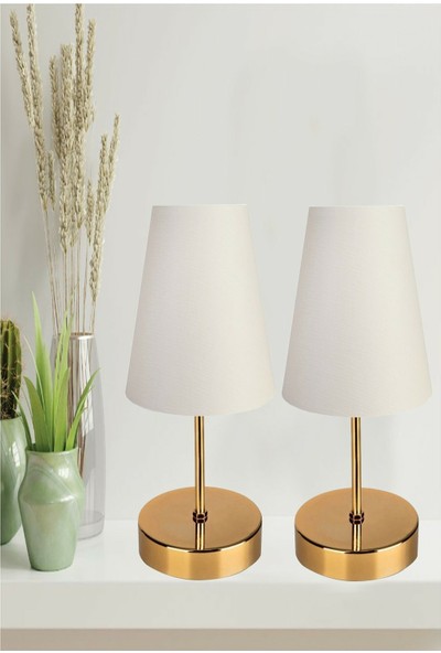 Evlight Komodin Beyaz Abajur 2 Adet