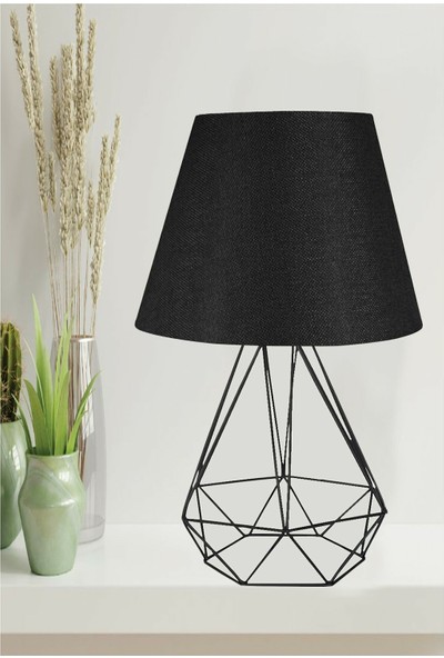 Evlight Siyah Dekor Telli Abajur