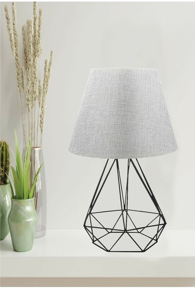 Evlight Gri Dekor Telli Abajur