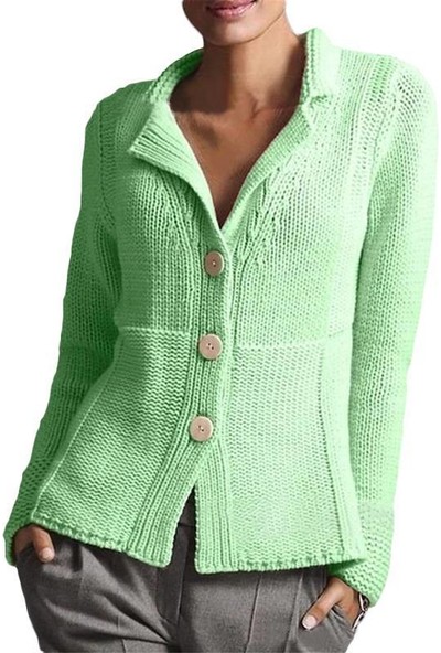 Gogoo V Yaka Örgü Kazak Düz Renk Hırka (Yurt Dışından)