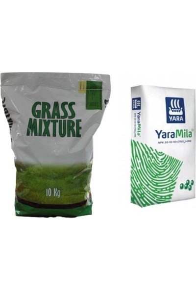 6'lı Karışım Çim Tohumu - 10 kg + Çim Gübresi - 10 kg
