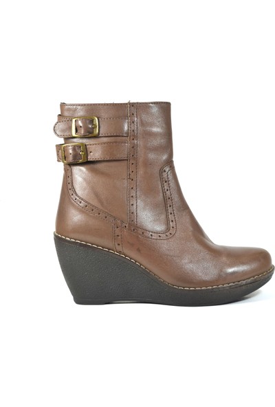 Beety Flores Deri Gri Dolgu Topuklu Kadın Bot Beety Flores Deri Gri Dolgu Topuklu Kadın Bot